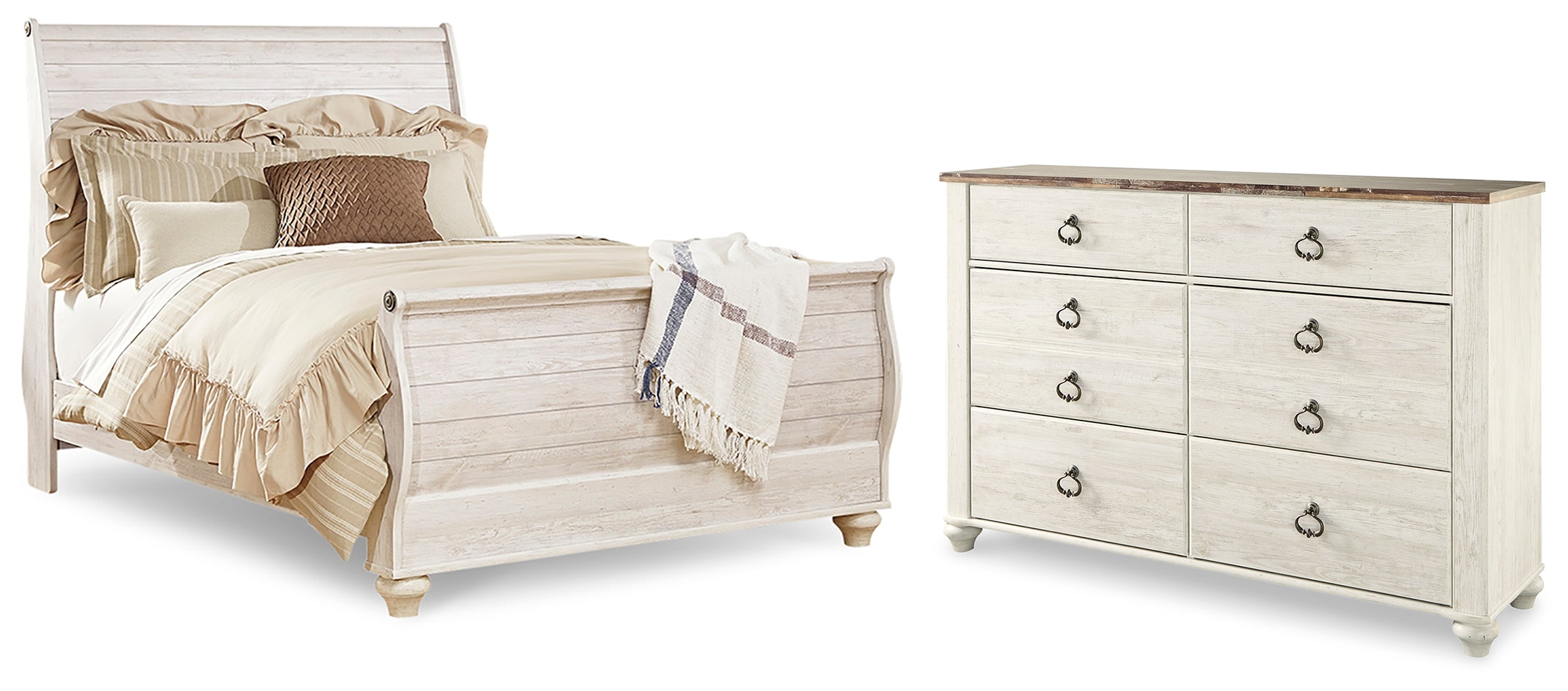 Willowton Queen Sleigh Bed and Dresser – Home Style Furniture Ltd.