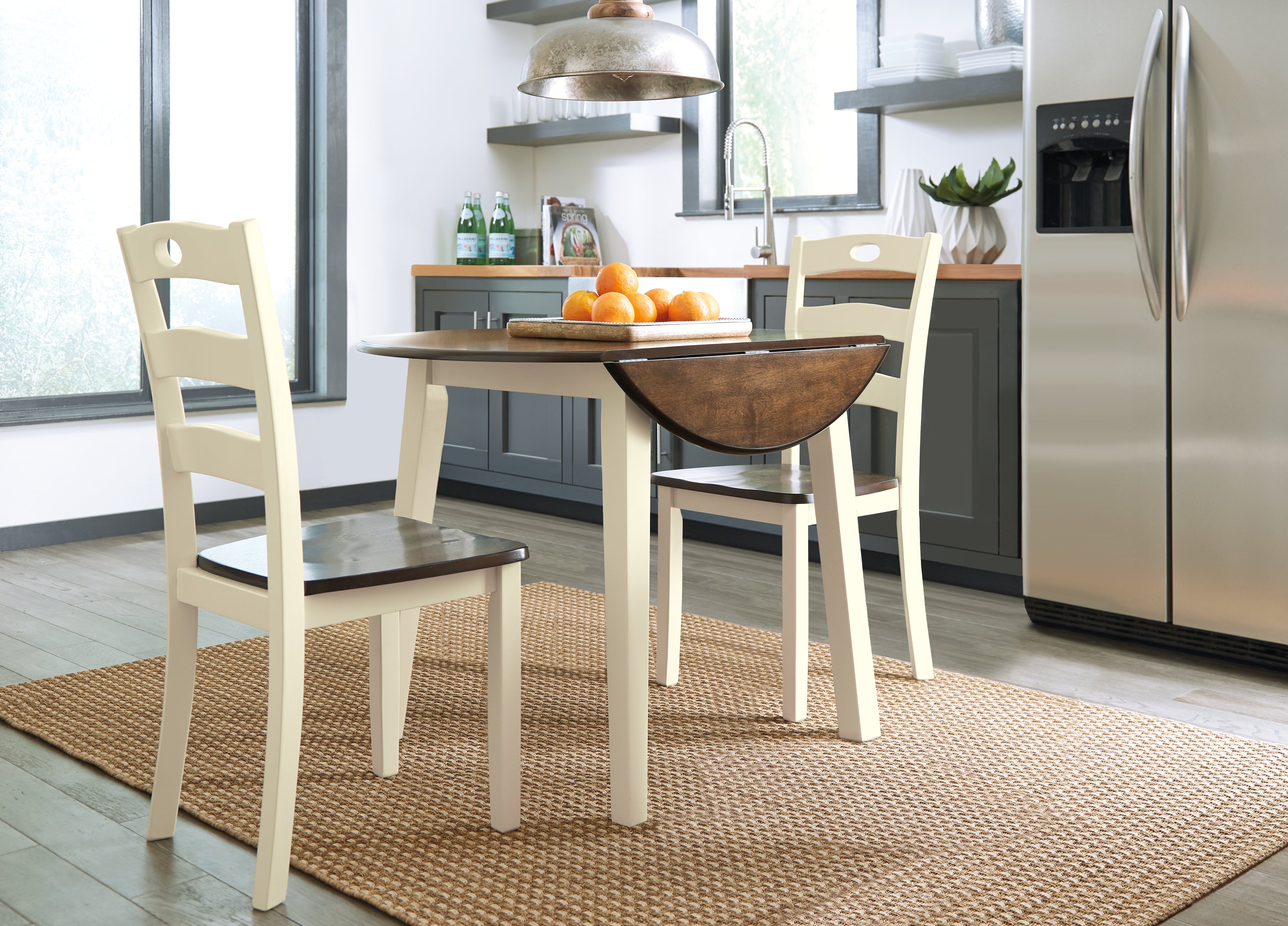 Ashley Woodanville Dining Table and 2 Chairs Cream Brown